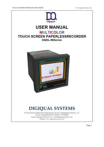 DIGIQUAL Temperature Tft Touch Screen Channel Data Logger Excel X Mm At Piece
