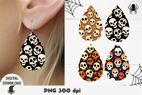 Halloween Teardrop Earring Skull Earrin Graphic By Oksismg · Creative Fabrica