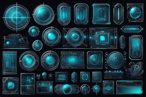 Premium Photo Big Collection Of Retro Futuristic Elements For Design Abstract Set Of Frames 3d