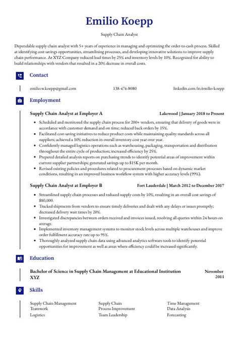 Supply Chain Analyst Resume Cv Example And Writing Guide