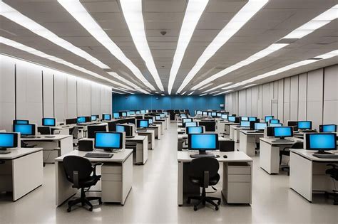 Premium Photo Computer Labneatly Placed Rows Of Computer