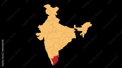 Tamil Nadu Map Animated Video Tamil Nadu Location In India Highlighted