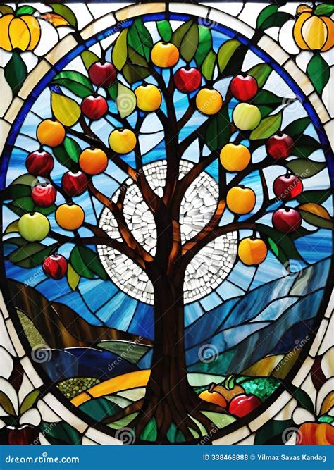 Stained Glass Fruit Tree Stock Illustration Illustration Of Grow