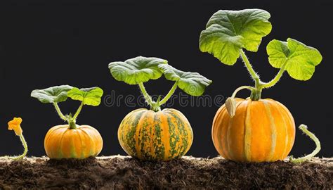 Sequence Of Pumpkin Plant Growing Isolated Evolution Concept Stock Illustration Illustration