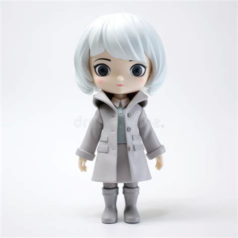 Emma Vinyl Toy With White Hair And Grey Coat Fujifilm Gw690iii Style