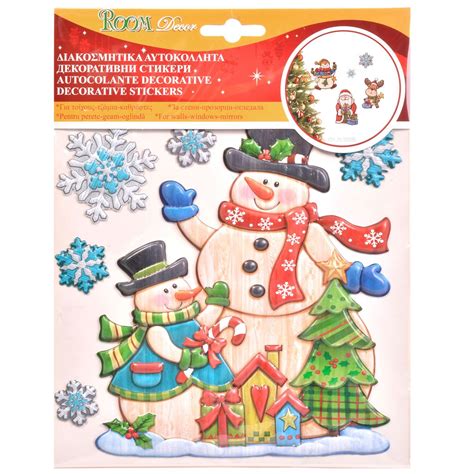 Комплект от 6 коледни стикера с цветни снежни човеци Decorcasa Emagbg