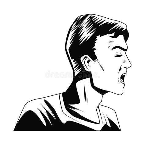 Angry Man Drawing Side View