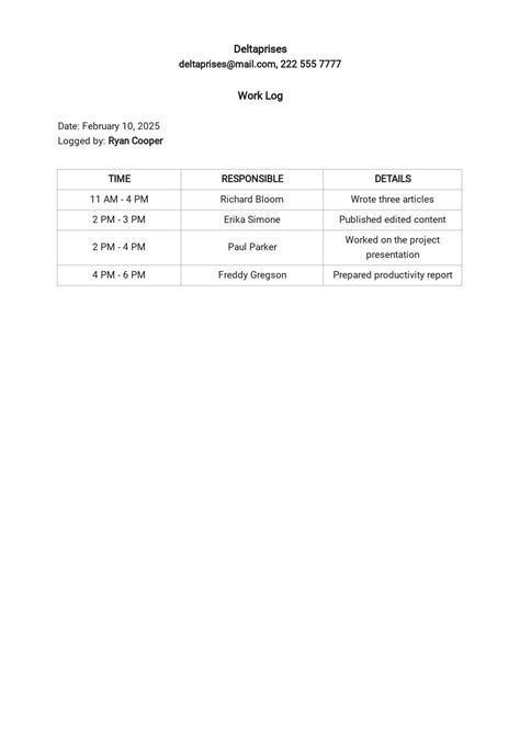 Activity Log Template Free PDF Word Apple Pages Template Net