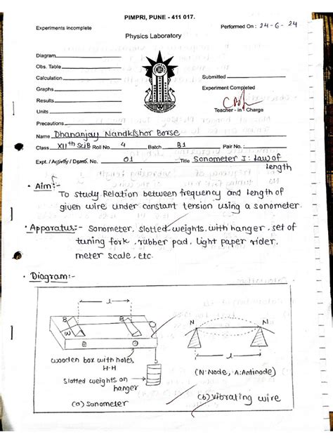 Physics Practicals Class12th Pdf