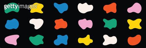 Color Organic Blob Amoeba Set Fluid Amorphous Shape Random Round Irregular Form Collection