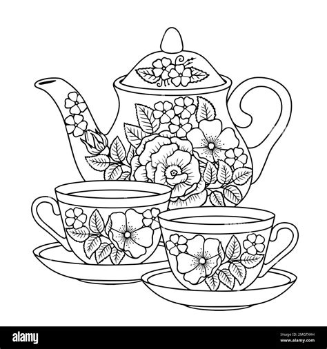 Teapot And Cup Coloring Page