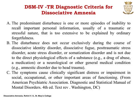 Psychology Dissociative Amnesia Pptx