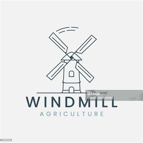 풍차 라인 아트 일러스트 레이 션 템플릿 디자인 아이콘 농업 디자인의 벡터 개념에 대한 스톡 벡터 아트 및 기타 이미지 개념 건설 산업 곡초류 Istock