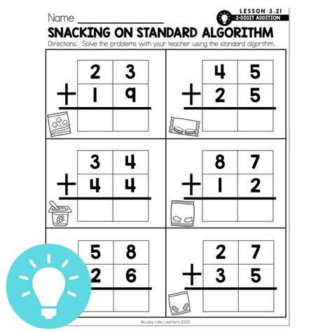 lucky to learn math lesson 3 21 standard algorithm addition mini