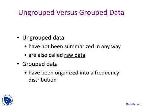Ungrouped Versus Grouped Data Statistics Lecture Slides Docsity