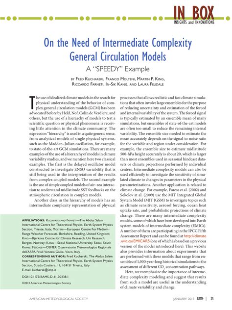 Pdf On The Need Of Intermediate Complexity General Circulation Models