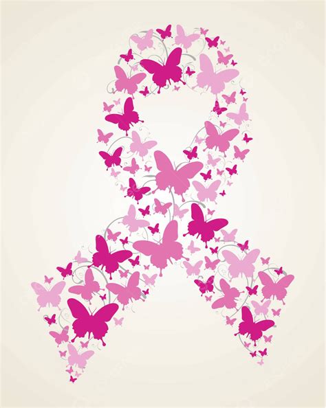 Butterfly In Breast Cancer Awareness Ribbon Idea Pin Breast Vector