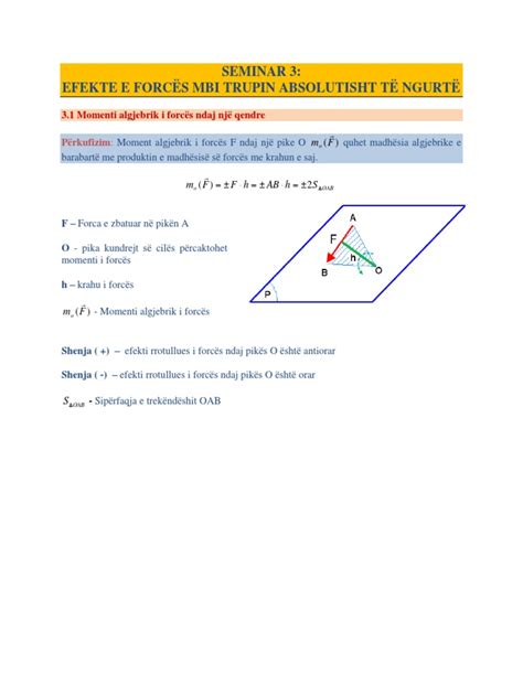 Mekanika Teorike Seminar 3 Efektet E Forces Mbi Trupin Absolutisht