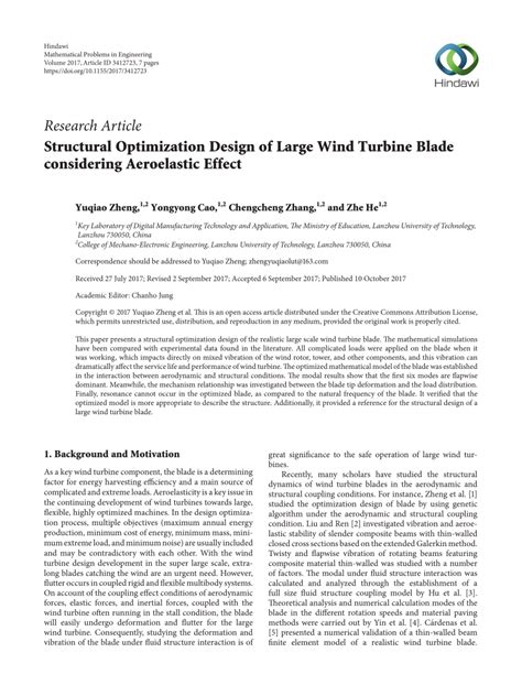 Pdf Structural Optimization Design Of Large Wind Turbine Blade