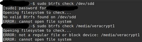 filesystems how to check an encrypted veracrypt external usb disk that has a btrfs file