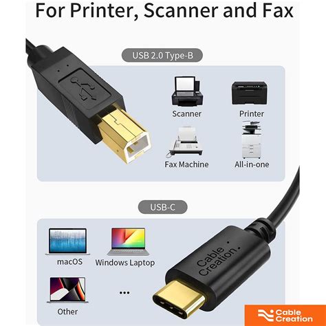 Buy Cablecreation Usb C Printer Cable Ft Usb C To Printer Cable Usb C To B Scanner Cable