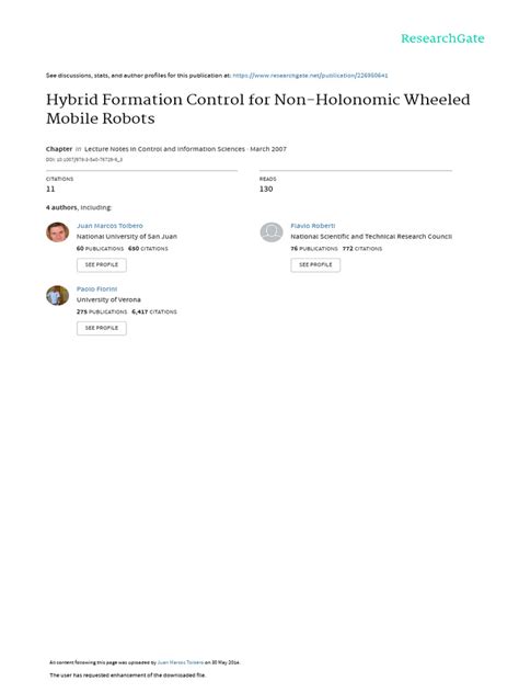 Hybrid Formation Control For Non Holonomic Wheeled Pdf Kinematics