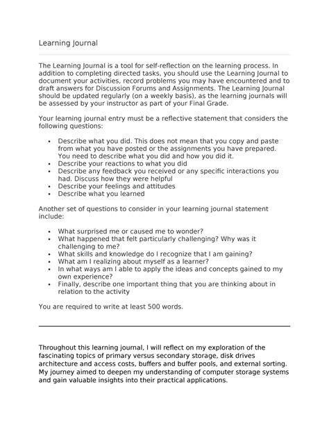 Learning Journal Unit 7 Learning Journal The Learning Journal Is A