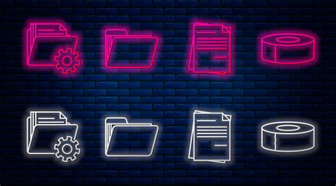 Set Line Document Folder File Document Folder Settings With Gears And