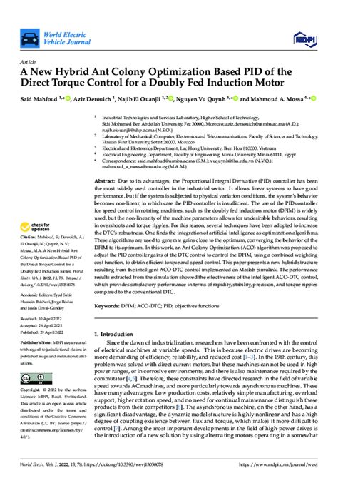 Pdf A New Hybrid Ant Colony Optimization Based Pid Of The Direct Torque Control For A Doubly