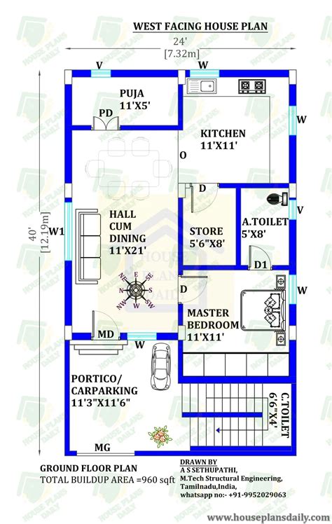 40x30 East Facing House Vastu Plan Houseplansworld