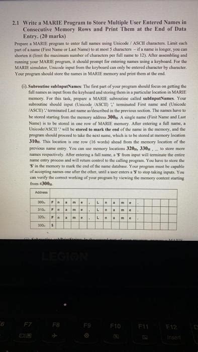 solved 2 1 write a marie program to store multiple user