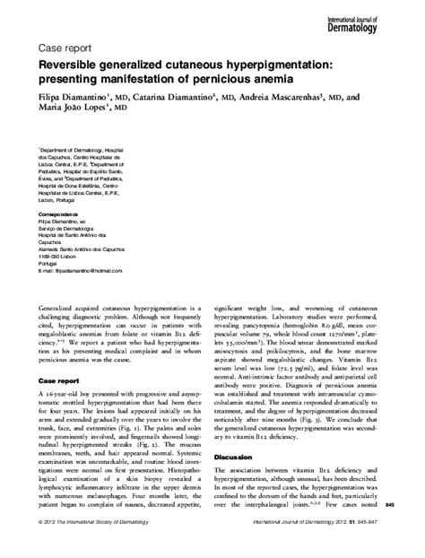 Pdf Reversible Generalized Cutaneous Hyperpigmentation Presenting