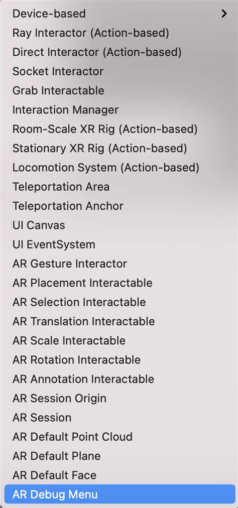 Ar Foundation Debug Menu Ar Foundation 507