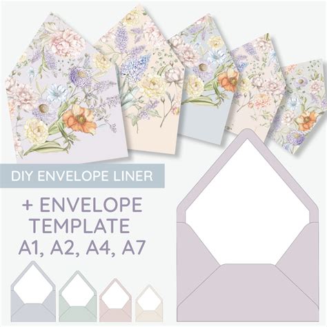 Free Diy Envelope Liner Template A1 A7 Wedding Envelope Liners A7 Flap Svg