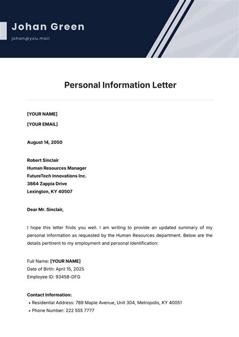 Free Personal Letter Templates Editable And Printable