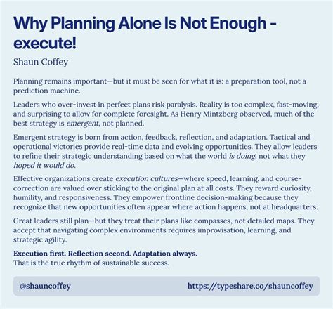 execution first reflection second adaptation always that is the true