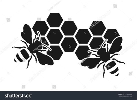 Bee Icon Silhouette Honeycomb Vetor Stock Livre De Direitos
