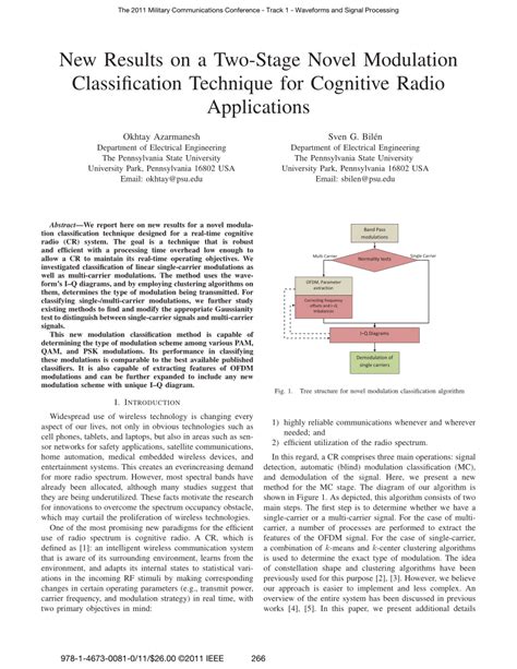 Pdf New Results On A Two Stage Novel Modulation Classification Technique For Cognitive Radio
