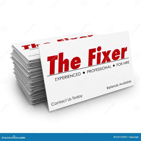 The Fixer Business Card Stack Problem Solver Solution Stock