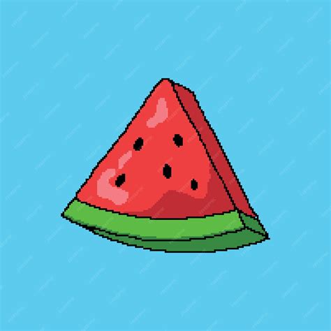 픽셀 아트 수박 아이콘 프리미엄 벡터