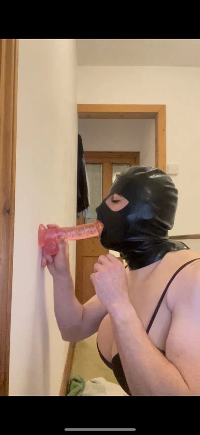 Deep Throat Dildo Practice With Latex Mask Shemale Bdsm Porn Feat