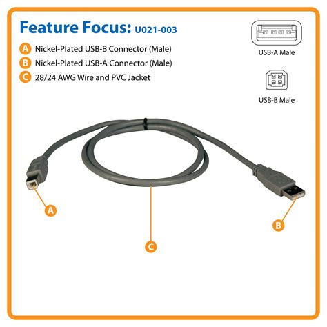 Tripp Lite Ft USB Cable Hi Speed Shielded USB A B Male Male USB Cable USB To USB