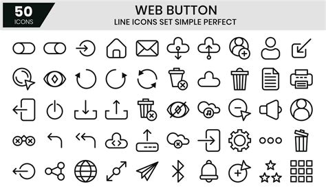 Web Button Outline Icons Set Miscellaneous Collection 30613363 Vector Art At Vecteezy