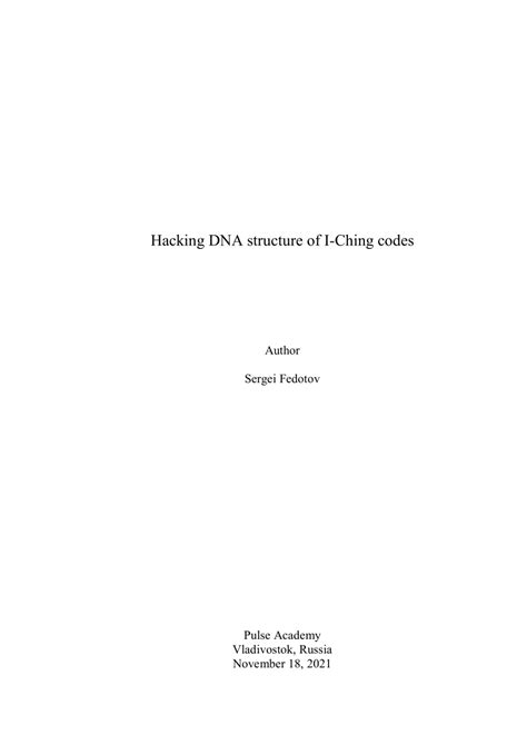 PDF Hacking DNA Structure Of I Ching Codes