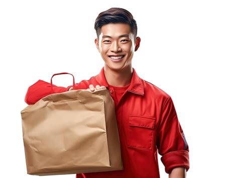 Delivery Boy Isolated Premium Ai Generated Image