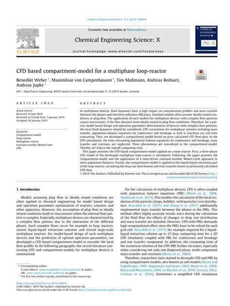 Pdf Cfd Based Compartment Model For A Multiphase Loop Reactor