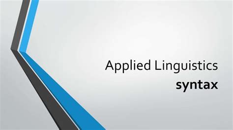 Applied Linguistics Syntax Pptx