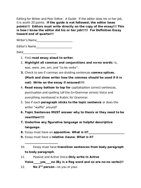 How To Teach Peer Editing Effective Strategies For The Ela Doc