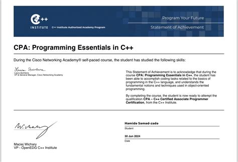 Hamida Samed Zade On Linkedin Cpp Certification Programming
