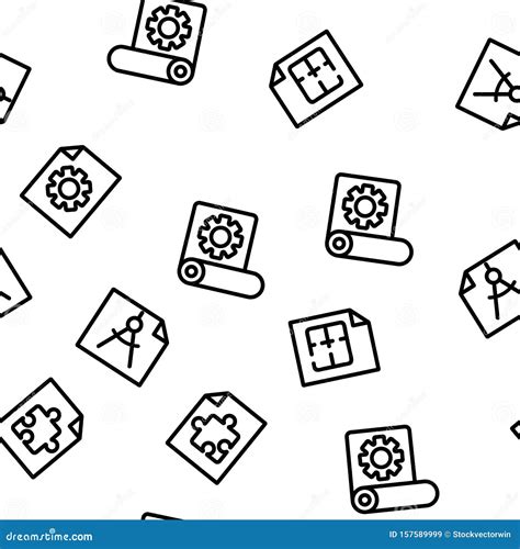 Technical Documentation Vector Seamless Pattern Stock Vector Illustration Of Outline Gear